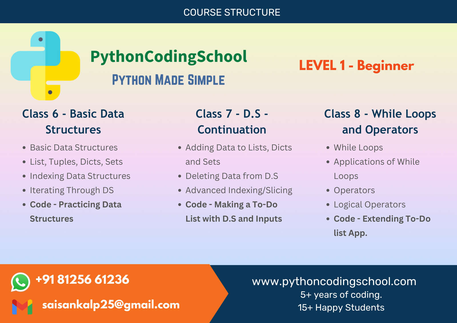 Python Course Structure for High School Students| Coding Classes